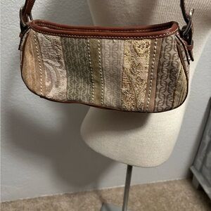 Fossil | Bags | Fossil Brand Multibrowns Signature Top Zip Baguette ...